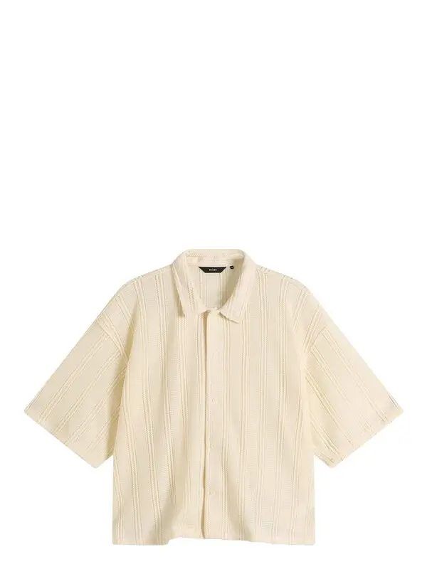 BEAMS Mesh Open Collar Shirt - Off White