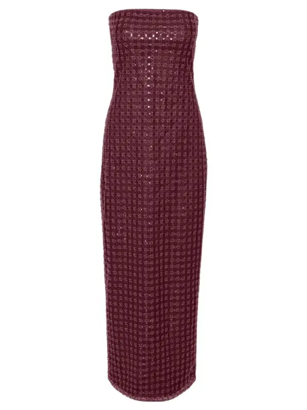 ROTATE BY BIRGER CHRISTENSEN Beaded Embroidered Long Dress - Red