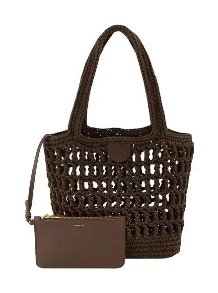 Vince Barcelona Cotton Crochet Small Tote - Red