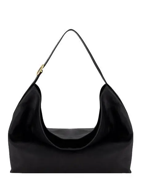 Vince Vivian Plongé Leather Medium Hobo Bag - Black