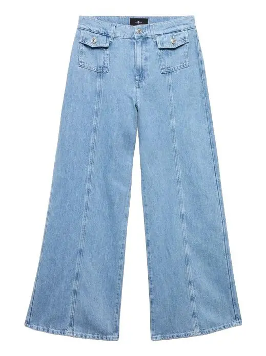 7 For All Mankind High-rise Wide-leg Cropped Jeans - Purple