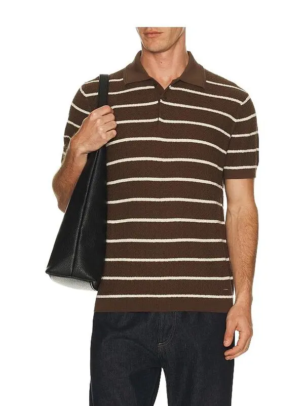 Simkhai Calum Short Sleeve Polo In . Also - Brown