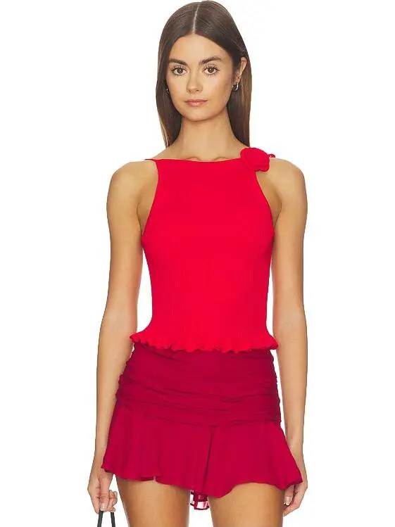 Majorelle Kamilla Crochet Flower Tank - Red
