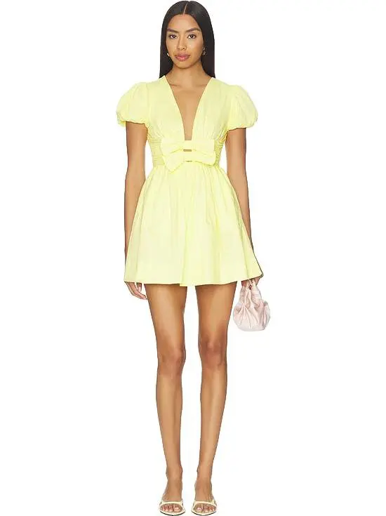 MORE TO COME Ilianna Mini Dress With Bow Detail - Yellow