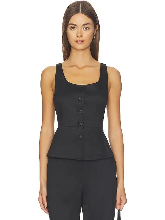 Theory Peplum Vest - Black