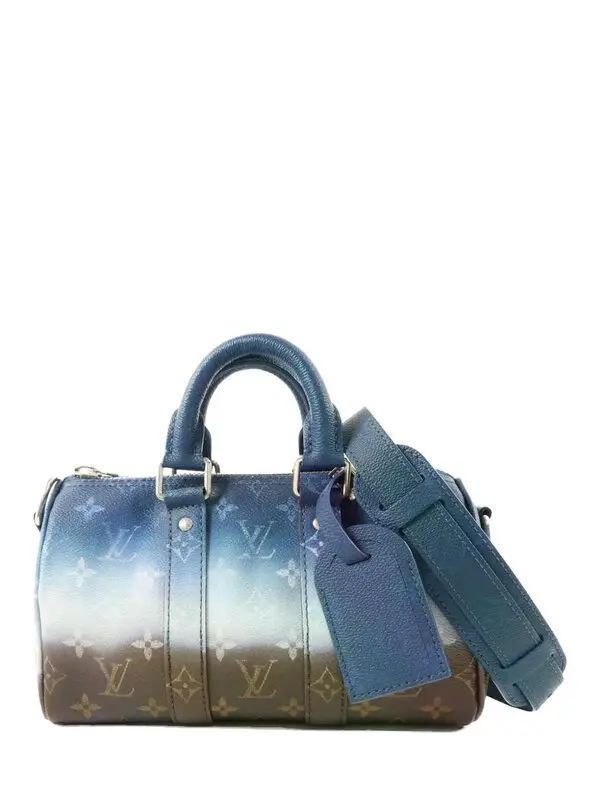 LOUIS VUITTON Keepall Bandouliere Monogram Tote Bag - Blue