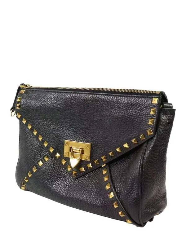 Valentino Garavani Rockstud Flip-lock Shoulder Bag - Black