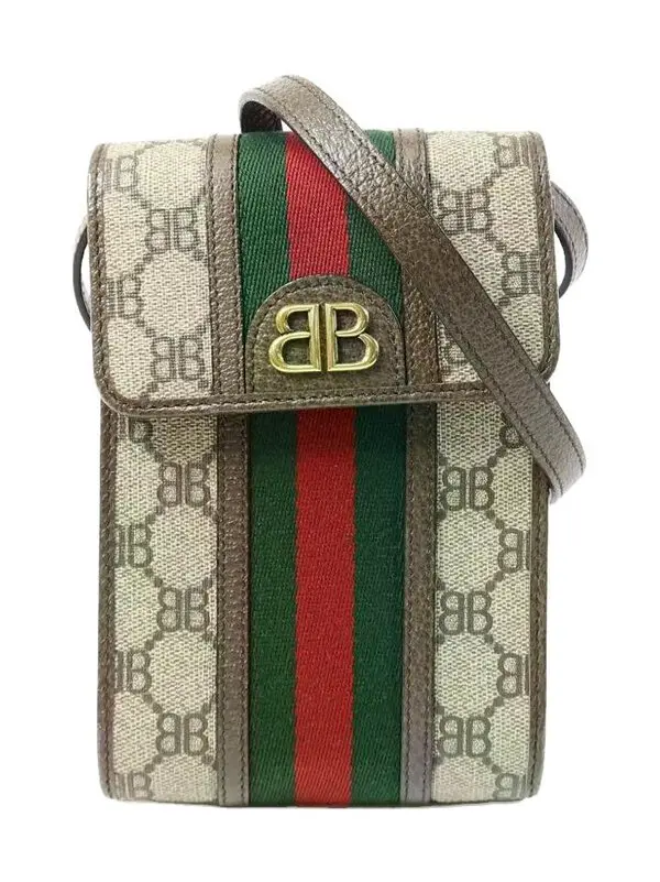 Balenciaga X Gucci Bb Monogram Shoulder Bag - Neutrals
