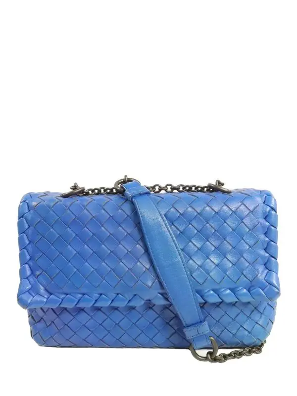 Bottega Veneta Intrecciato Chain Shoulder Bag - Blue