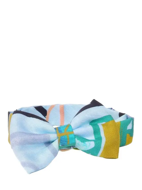 Hermès Silk Abstract Print Bow Tie - Blue