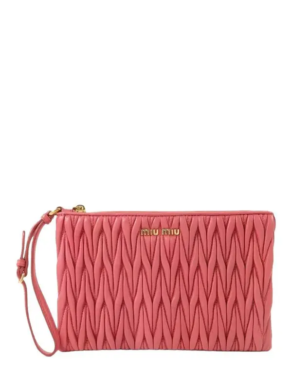 Miu Miu Quilted Leather Clutch Bag - Pink