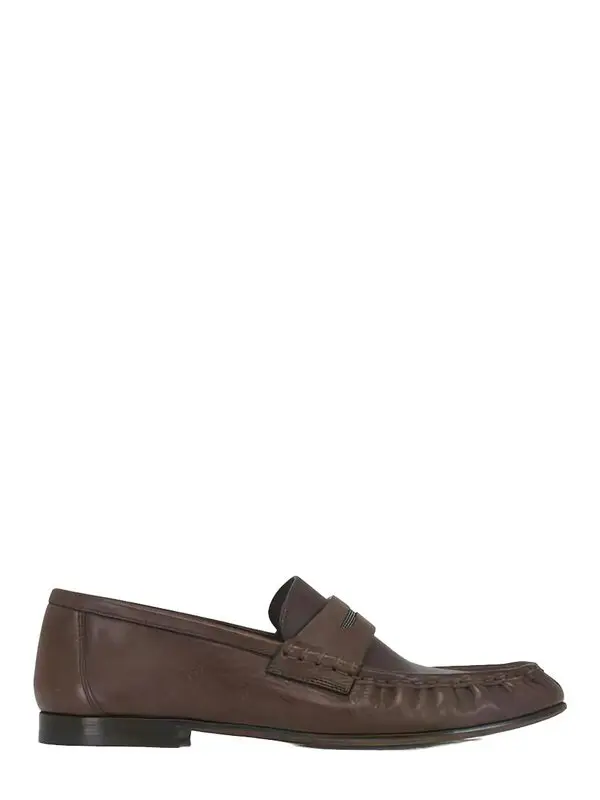 Brunello Cucinelli Monili-embellished Leather Loafers - Brown
