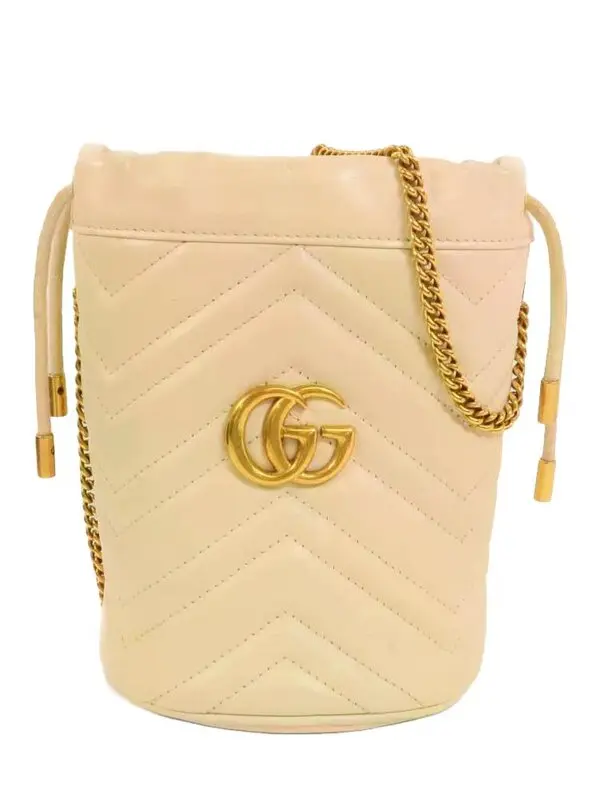 Gucci Gg Marmont Chain-strap Bucket Bag - Neutrals
