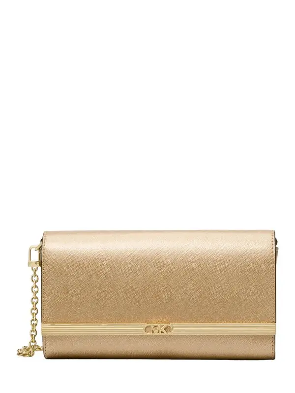 Michael Kors Mona Large Metallic Leather Clutch - Gold
