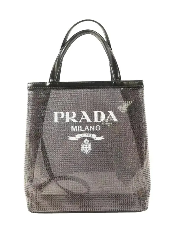 Prada Sequin Embellished Tote Bag - Grey