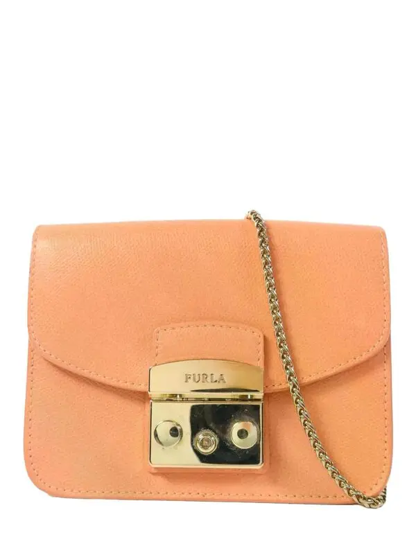Furla Grained Texture Chain Shoulder Bag - Orange