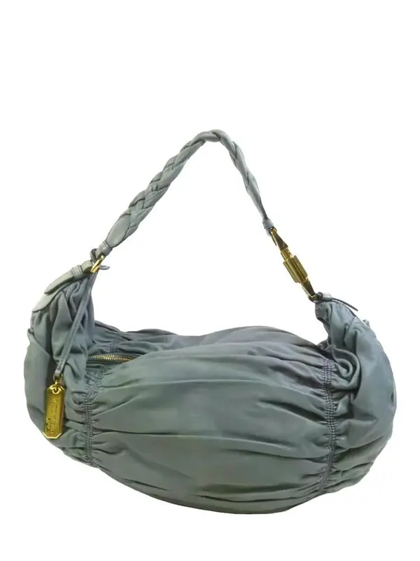 Bally Ruched Leather Shoulder Bag - Blue