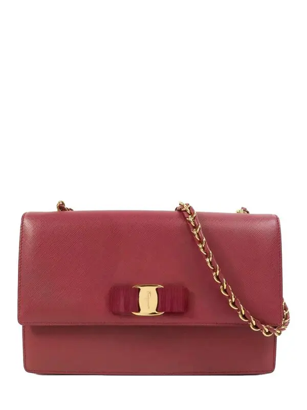 FERRAGAMO Vara Bow Chain Shoulder Bag - Red