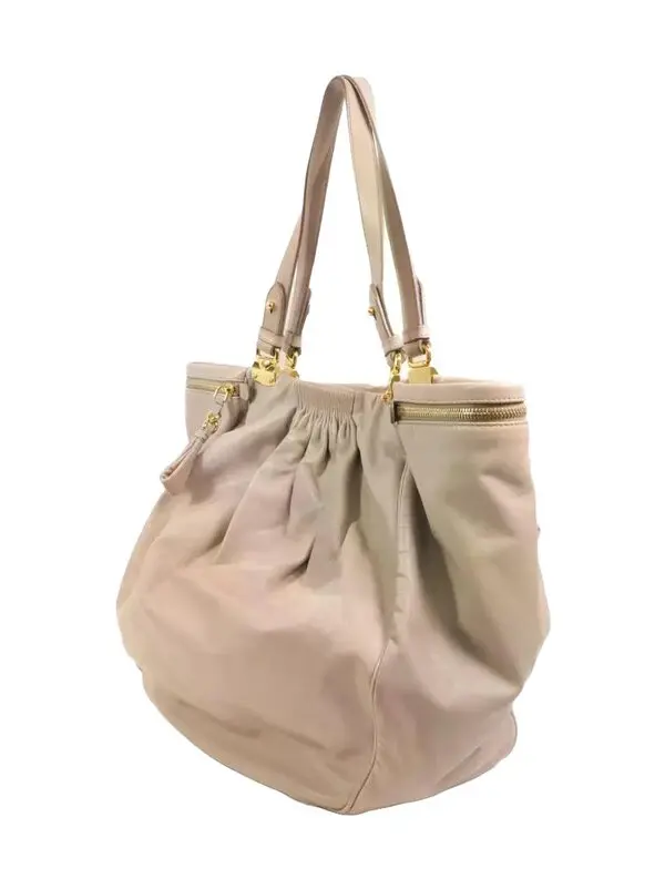 Miu Miu Vitello Lux Leather Tote Bag - Neutrals