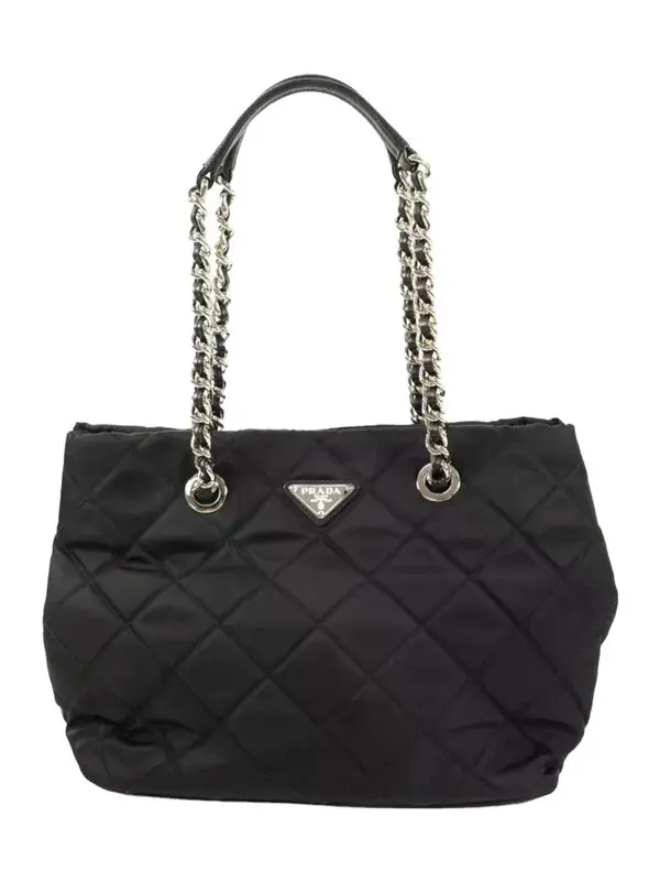 Prada Quilted Chain Shoulder Bag - Black