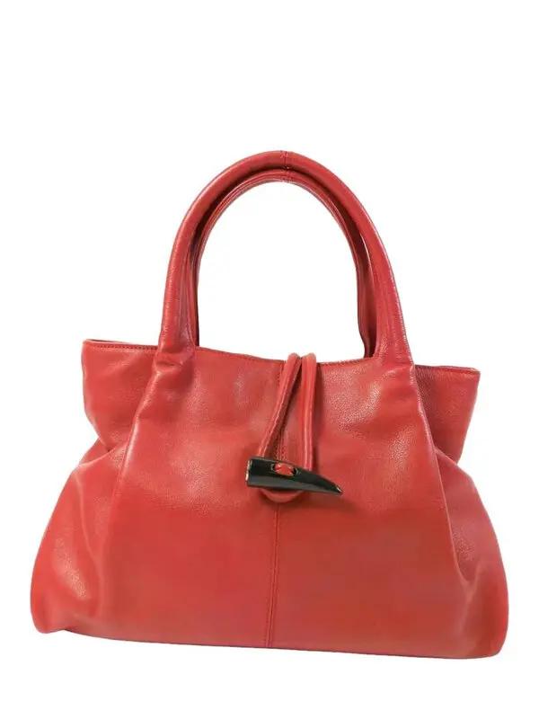 Burberry Leather Tote Bag - Red