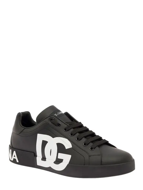 Dolce & Gabbana Portofino Leather Sneakers - Black