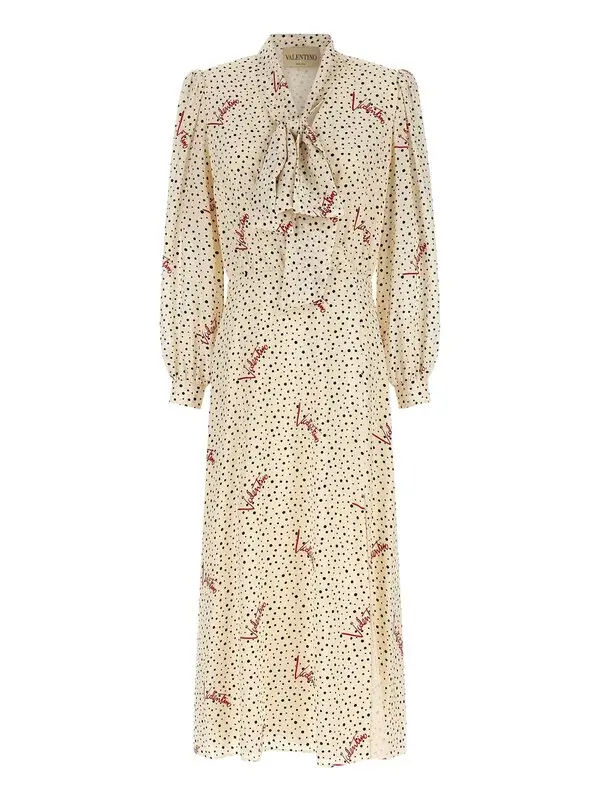 Valentino Garavani Bollicine Print Silk Crepe De Chine Midi Dress - Multicolor