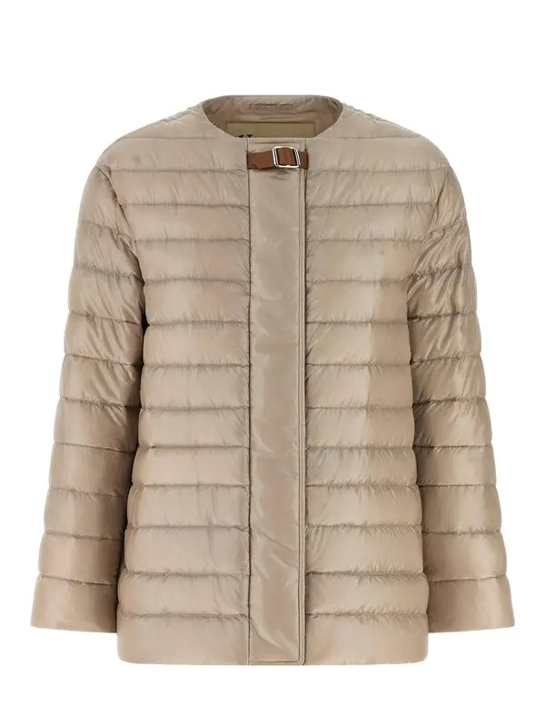 Herno Quilted Down Jacket With Leather Strap - Cream