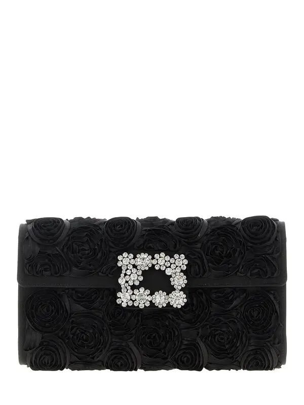 ROGER VIVIER Efflorescence" Clutch Bag With Rhinestone Detail - Black