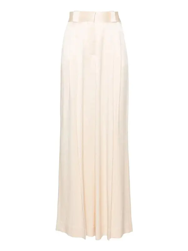 BLAZÉ MILANO Palazzo Pants In Ivory Satin - Cream