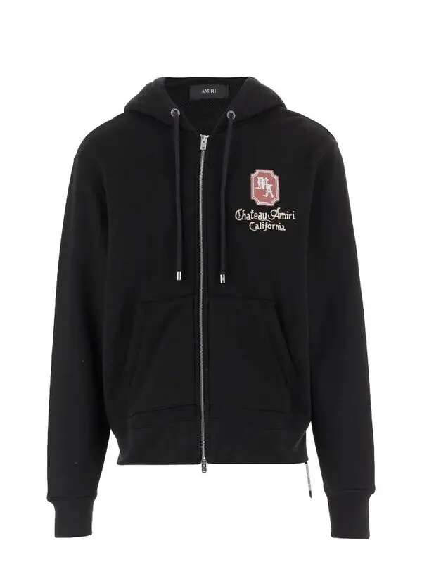 Amiri Full Zip Hoodie With Front And Back Print - Black