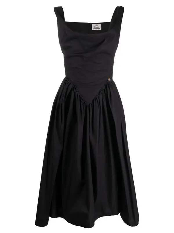VIVIENNE WESTWOOD Cotton Cowl Neck Corset Midi Dress - Black