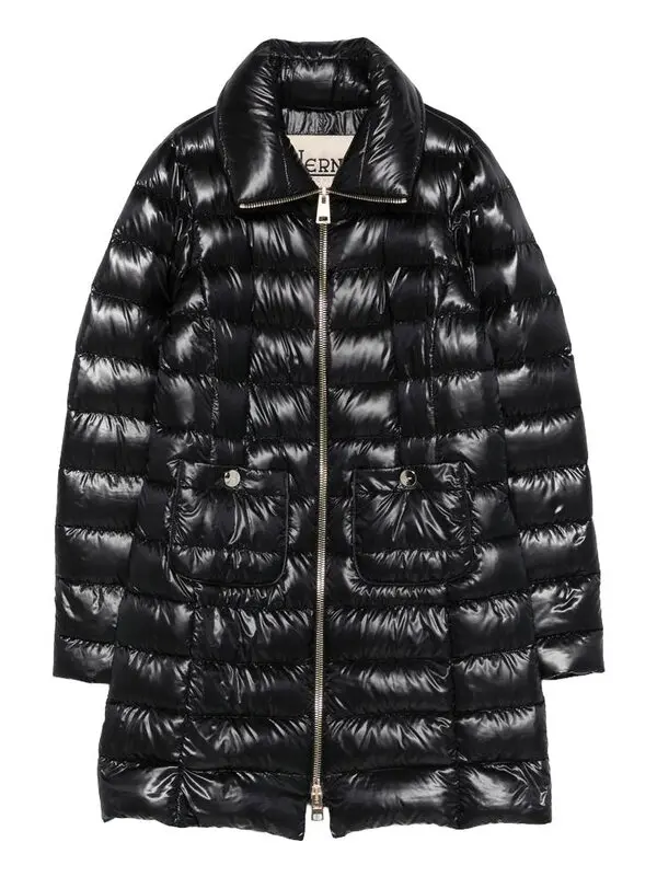 Herno Quilted Down Coat With High Collar - Black