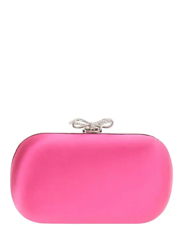 SELF-PORTRAIT Satin Clutch With Crystal Bow Detail - Multicolor
