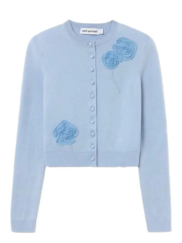 SELF-PORTRAIT Floral Embellished Knit Cardigan - Multicolor