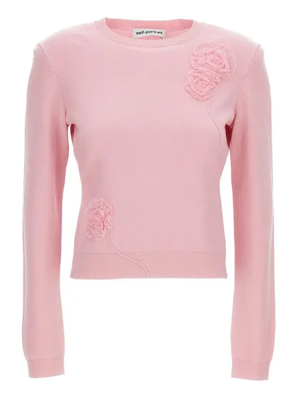 SELF-PORTRAIT Pink Floral Knit Jumper - Multicolor