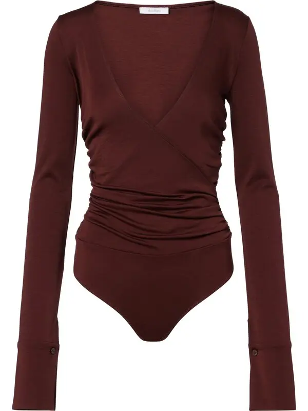 Max Mara Nigella Draped Wool Bodysuit - Brown