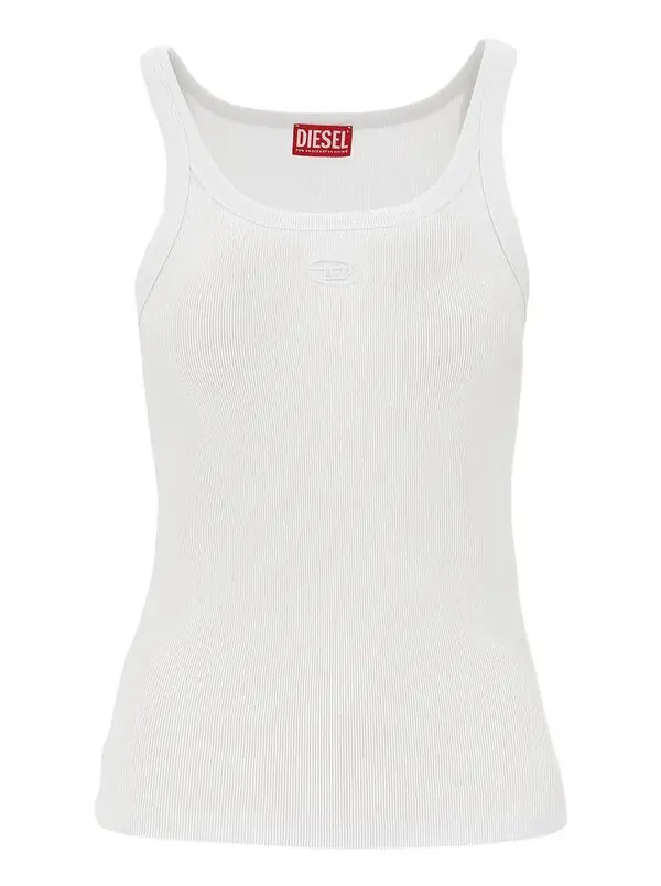 DIESEL® Ribbed Knit Sleeveless Tank Top - White