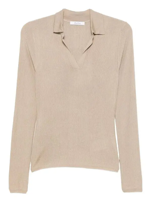 Max Mara Ribbed V-neck Polo Knit - Multicolor