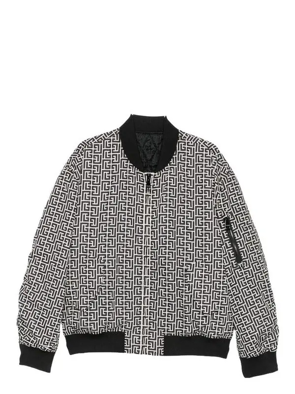 Balmain Pb-monogram Print Bomber Jacket - Black