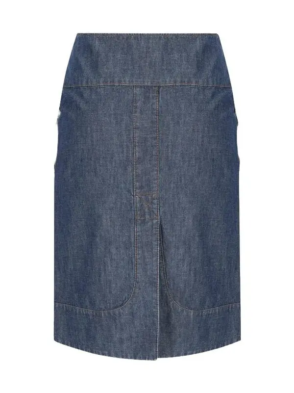 Fendi Denim Skirt With Leather Straps - Blue