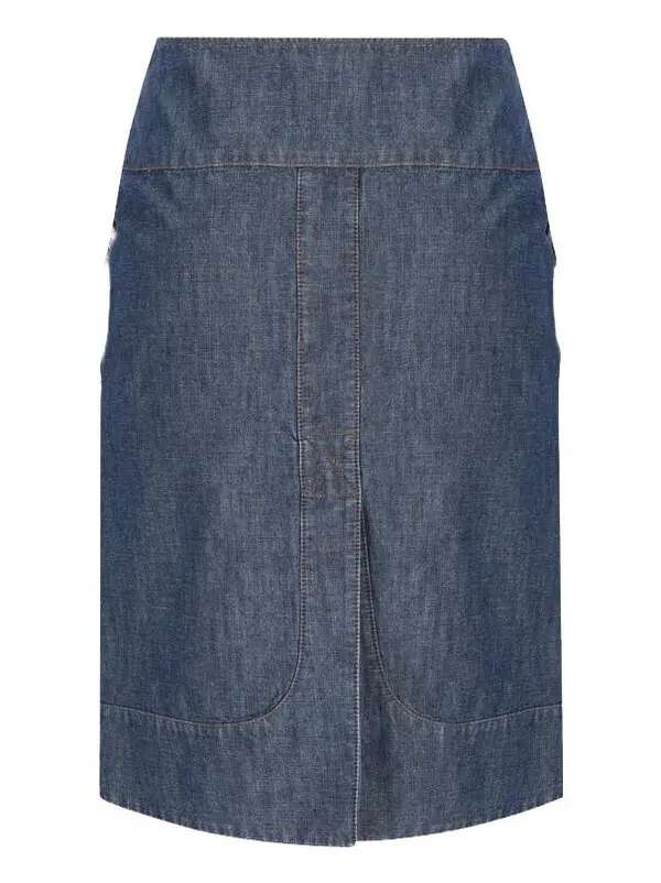Fendi Denim Skirt With Leather Straps - Blue