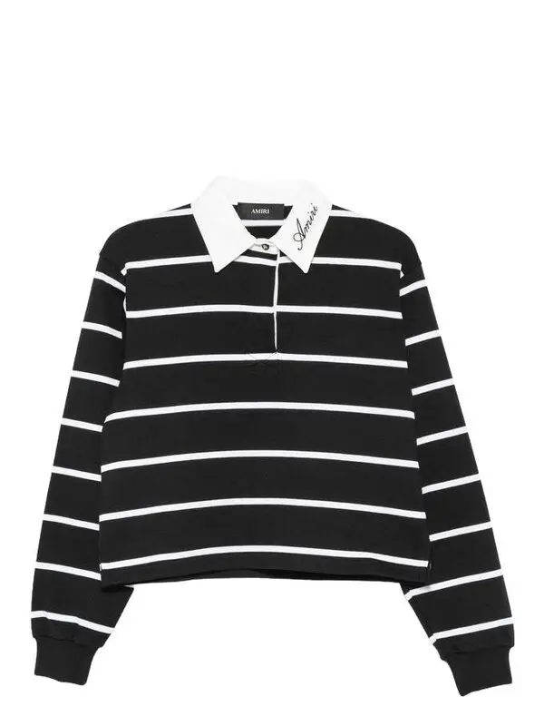 Amiri Striped Polo Shirt - Black