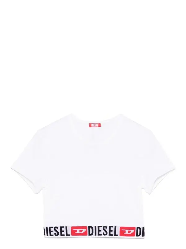 DIESEL® Cropped T-shirt With Logo Underband - White
