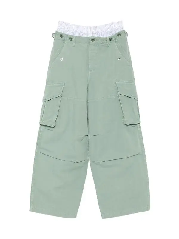 Alexander Wang Palazzo Pants With Layered Waistband - Green