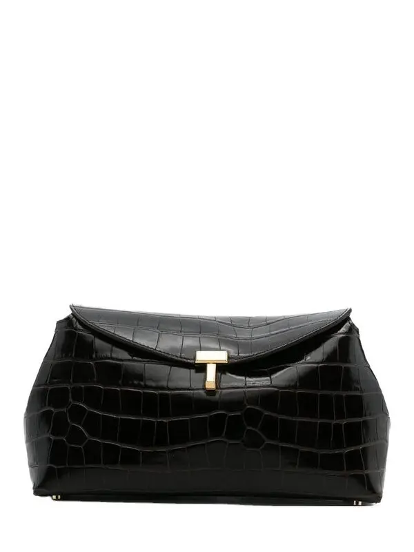 TOTEME Croc-effect Leather Clutch Bag - Brown