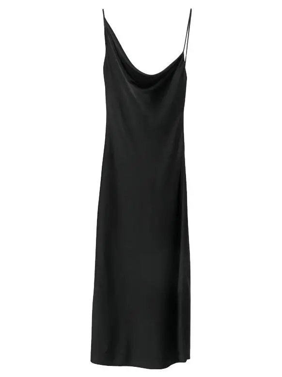 Stella McCartney Asymmetric Cowl-neck Spaghetti Strap Dress - Black