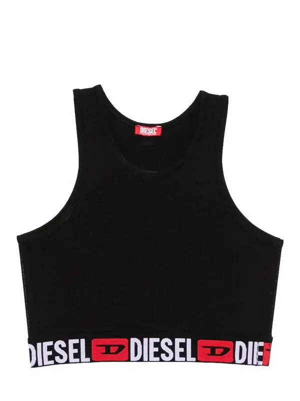 DIESEL® Crew Neck Sleeveless Top With Logo Underband - Black