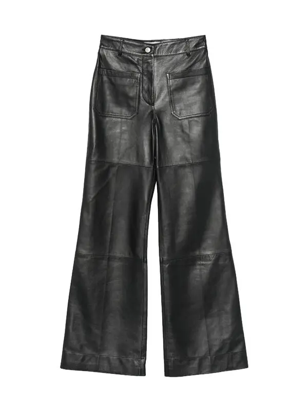 Victoria Beckham Paneled Leather Trousers - Black