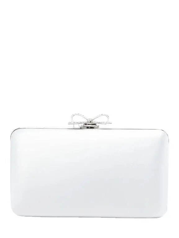 SELF-PORTRAIT Satin Crystal Bow Clutch - Blue